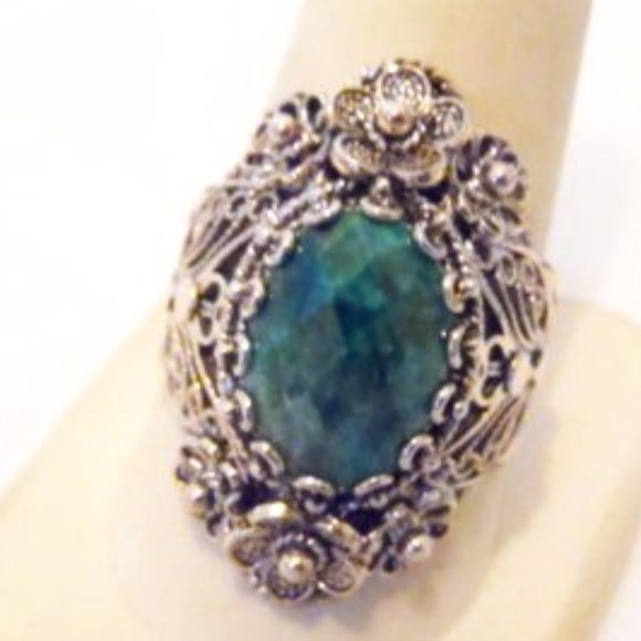 Ottoman Silver Collection | Jewelry | Ottoman Silver Jewelry Collection Green Corundum Floral ...